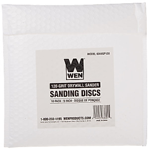WEN 6369SP120 120-Grit Hook and Loop 9-Inch Drywall Sander Sandpaper, 10-Pack