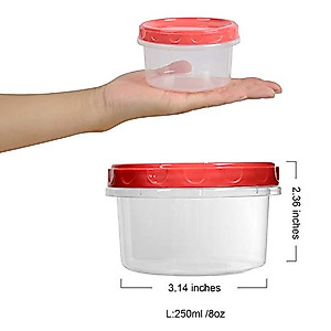 12-pack 8oz/250ml reuseable small plastic freezer storage container jars with screw lid for food kids baby lunch snacks slime cup |Sturdy Plastic|BPA Free | Freezer & Dishwasher Safe|