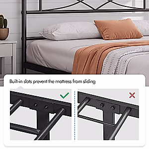 Yaheetech Metal Queen Size Bed Frame, Platform Bed Frame, Mattress Foundation with Curved Design Headboard & Footboard, NO Box Spring Needed, Heavy-Duty Support, Easy Assembly, Queen, Black