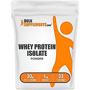 BULKSUPPLEMENTS.COM Whey Protein Isolate Powder - Whey Protein - Flavorless Protein Powder - Pure Protein Powder - 30g per Serving, 33 Servings of Unflavored Protein Powder (1 Kilogram - 2.2 lbs)