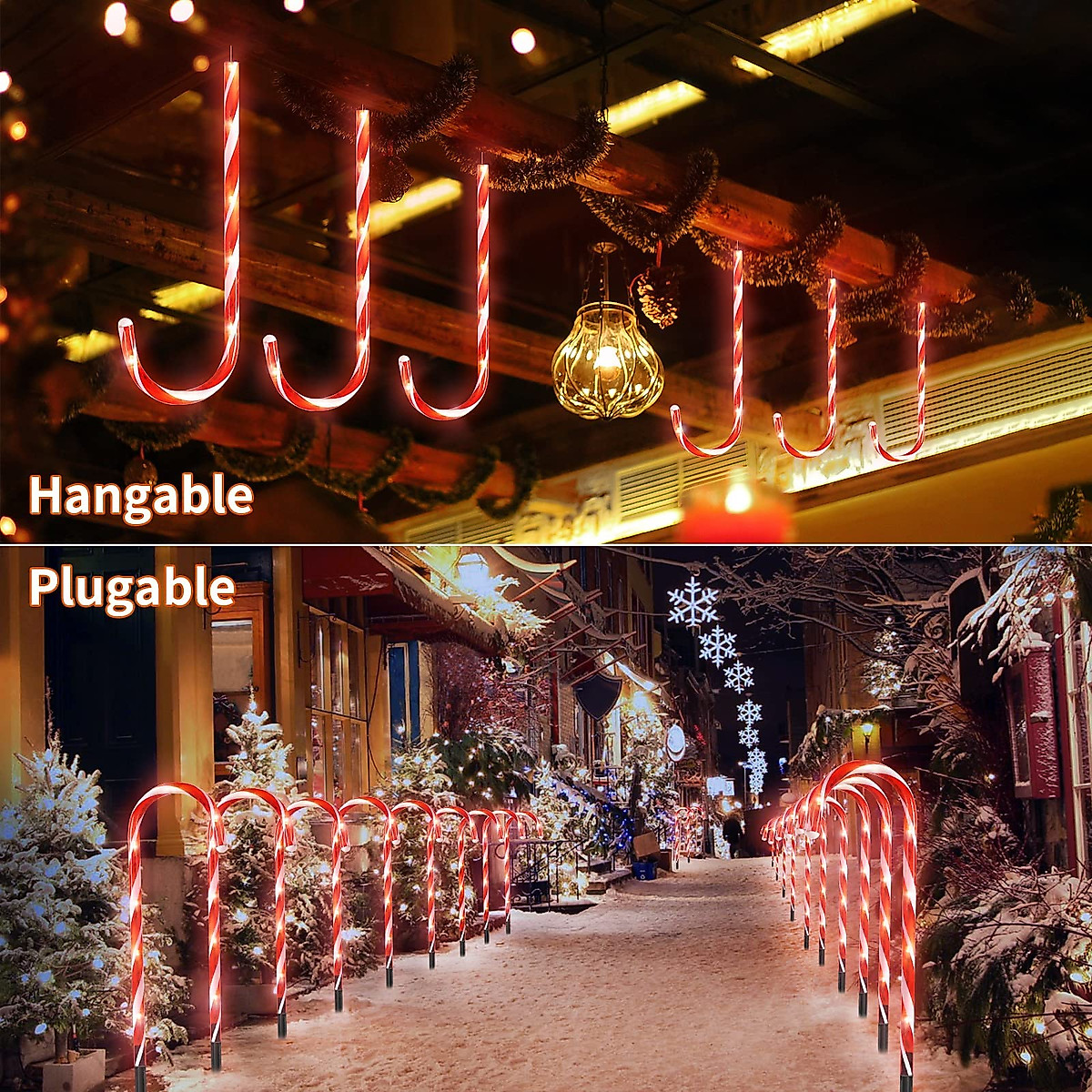 Fedeas Christmas Candy Cane Lights Outdoor Decoration, Set of 10 Packs Pathway Markers LED Lights for Home Indoor Patio Garden Yard Walkway Lawn