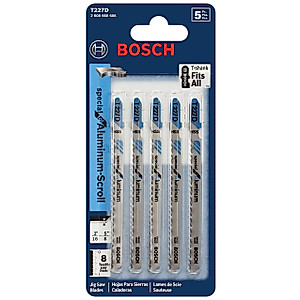 BOSCH T227D 5-Piece 4 In. 8 TPI Special for Aluminum T-Shank Jig Saw Blades