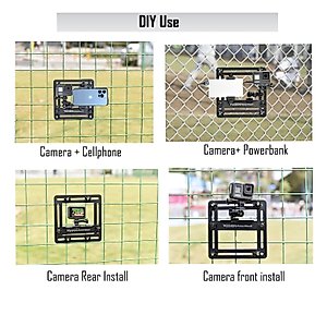 vgsion Camera Baseball Fence Mount for GoPro Hero 13, Mevo Start, Action Camera, Cell Phone, Ajustable, Secure Attachment,Support Recording While Charging Compatible with Insta360 X4, iPhone