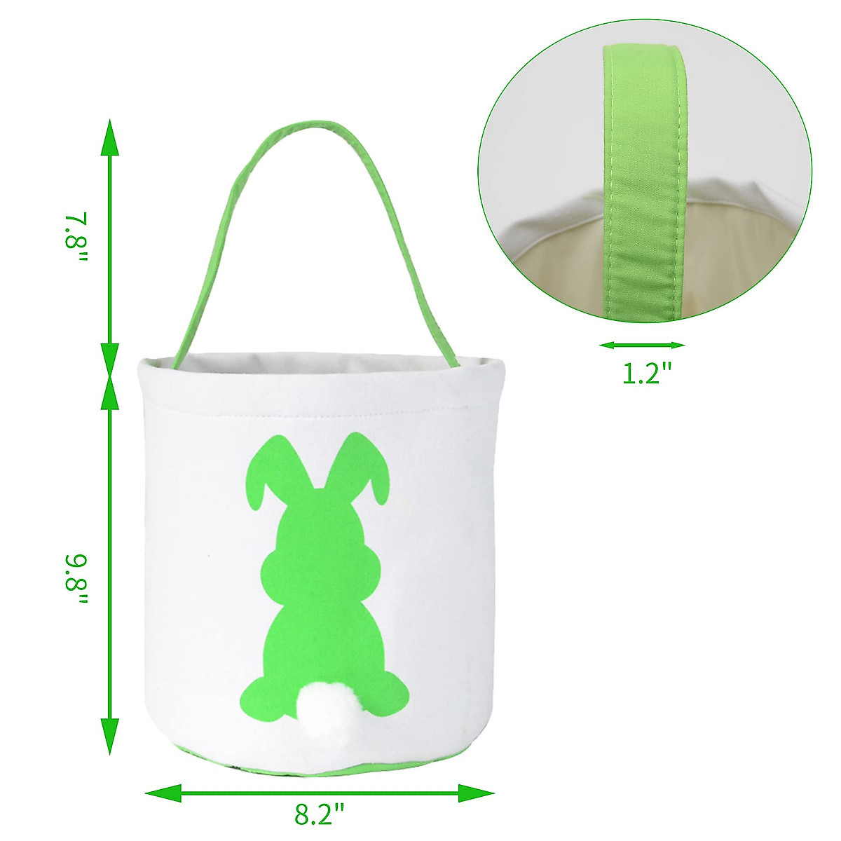 5 Pcs Easter Bunny Basket Bags, Canvas Easter Tote Bags for Kids Gift Bunny Ear Tote Bags Rabbit Ears Design Baskets for Kid's Egg Hunting Party Decoration Toys