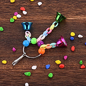 Birds Cage Accessory Parrot Macaw Chew Bell Toys Colorful Swing Hanging Toy (B)