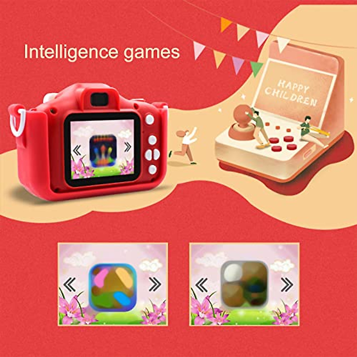 Xinsrenus Christmas Kids Camera, Upgrade HD Digital Camera for Toddlers,Kid Camera,Christmas Birthday Gifts, Silicone Cover