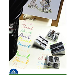 WEKOIL Pencil Sharpeners Manual Twin Metal Dual Sharpening Blade Double Holes Rectangular Pencil Sharpener for Colored Graphite Pencils Crayons Jumbo, Pack of 4,Silver