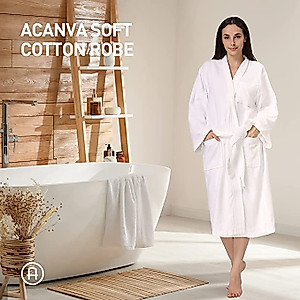 Acanva Women's & Men's Terry Robe Plush Cotton Spa Kimono Bathrobe