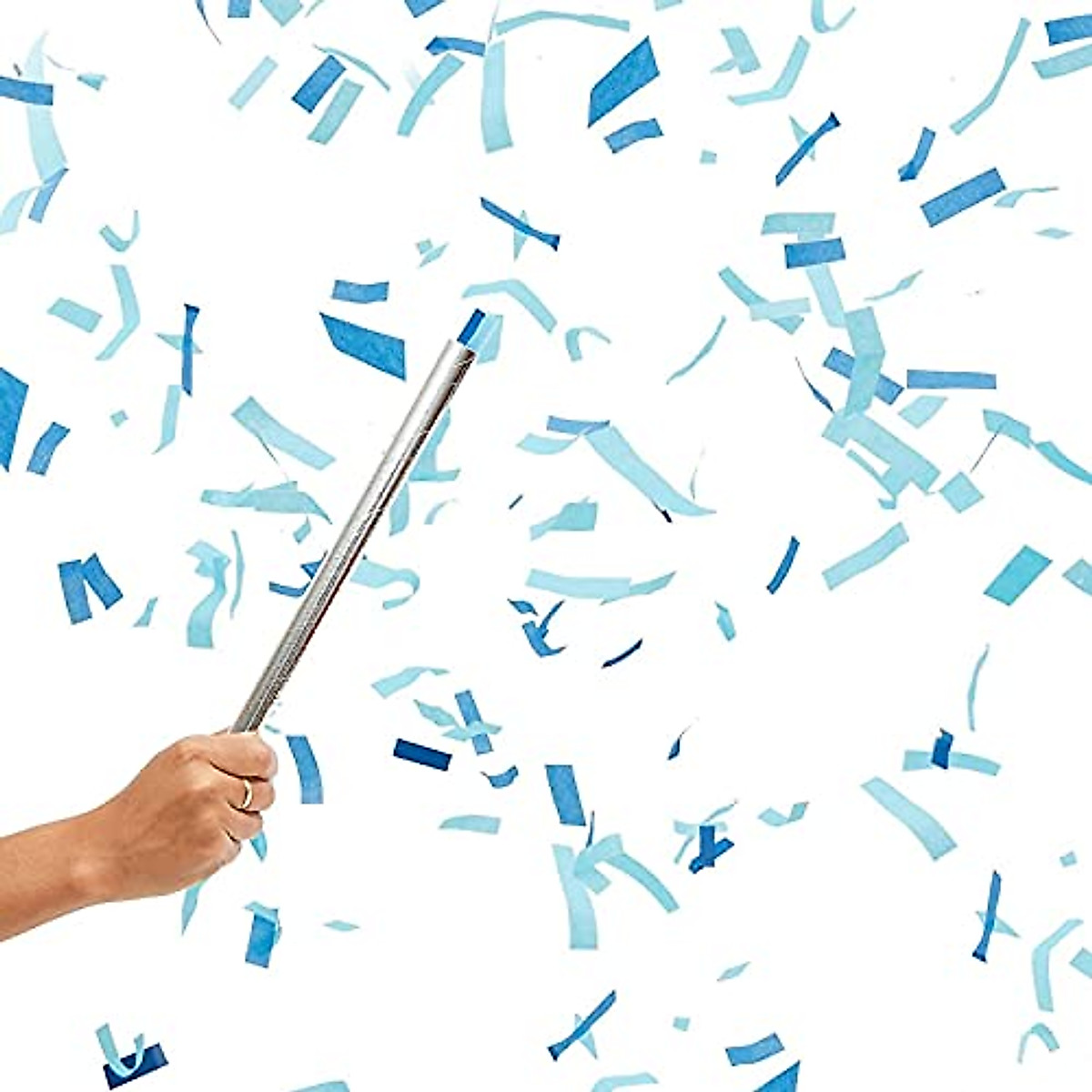 Blue Confetti Wand for Boy Gender Reveal Party (0.75 x 13.8 Inches, 12 Pack)