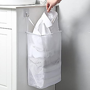 Valink Hanging Laundry Hamper, Over The Door Hamper Wall Mounted Bathroom Cloth Mesh Bag Storage, Bathroom Cloth Mesh Bag for Room
