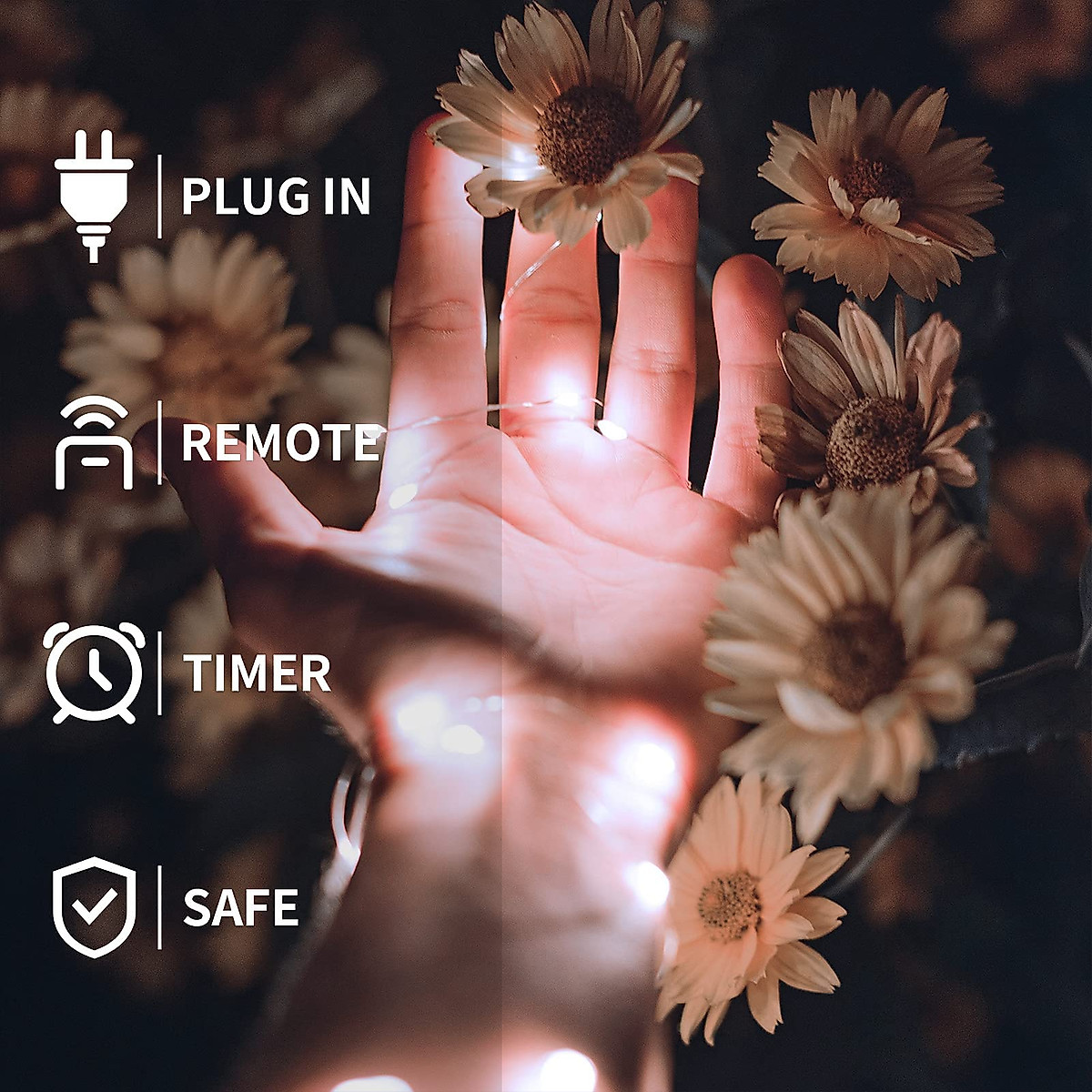 2 Pack Fairy String Lights Plug in, 33Ft 100 Micro Starry LED Outdoor String Lights with 8 Modes Timer Dimmable IP68 Full Waterproof Twinkle Lights for Bedroom Garden Christmas Home Decor (Cool White)