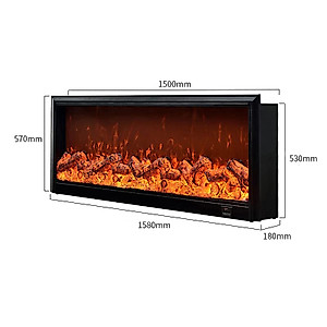 Fireplace Grate Electric Fireplace, Recessed Electric Fireplace with Realistic Fire Effects, Decorative Electric Fireplace, Touch Control Panel, Remote Control, Black Fireplaces for Living Room ( Colo