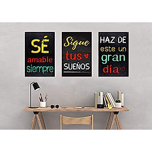 FaCraft Spanish Classroom Decorations,6pcs Spanish Motivational Posters,12"x 18" Inspirational Positive Quotes Wall Art Poster for Spanish Classroom School,Home,Office,Library Decor