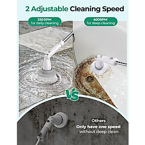 kHelfer Electric Spin Scrubber Kh8, 2024 Upgrade Cordless Shower Scrubber 8 Replacement Head, 1.5H Bathroom Scrubber Dual Speed, Shower Cleaning Brush with Extension Arm for Bathtub Tile Floor