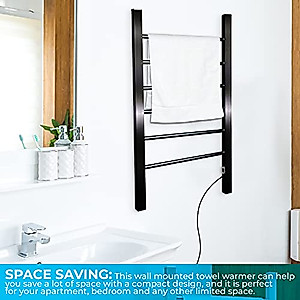 Luxcees Electric Heated Towel Rack - Luxury Wall Mounted or Freestanding Towel Warmer, Plug-in Bathroom Towel Drying Rack, Hot Tub Towel Rack, Towel Warmer Rack, Bath Towel Warmer, Towel Warmers