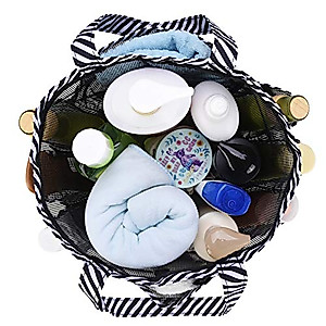 Zecval Mesh Shower Caddy Tote, Portable Shower Bag College Dorm Bathroom Caddy Organizer with 8 Storage Pockets Toiletry Bathroom Organizer, for College Dorm Room Essentials