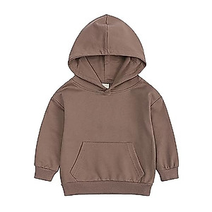 Kids Baby Boy Girl Crewneck Long Sleeve Pullover Top Fuzzy Sherpa Pullover Crewneck Thermal Fleece Tops Matching Outfits Coffee