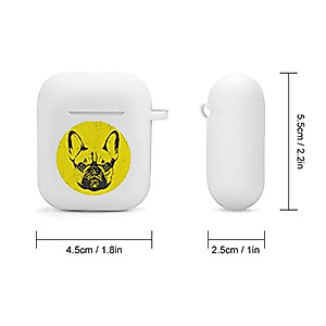 Portrait of French Bulldog Silicone AirPods Case Protective Cover Compatible with AirPods 2 & 1 with Keychain