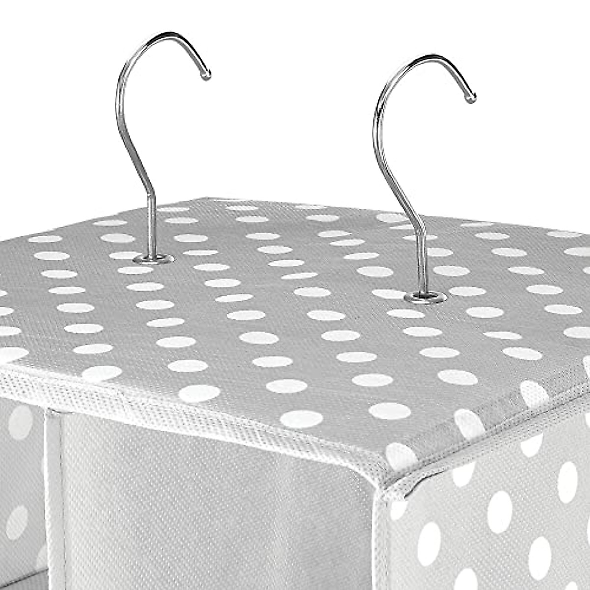 mDesign Soft Fabric Over Closet Rod Hanging Storage Organizer with 20 Shelves for Baby Room or Nursery - Tiered Hanging Organizers - Polka Dot Print - Gray/White