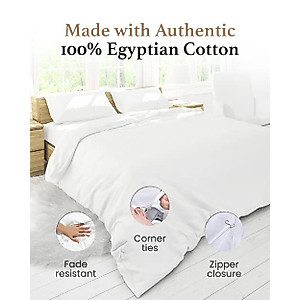 GOOD SLEEP BEDDING Duvet Cover King - 3 Piece, 100% Egyptian Cotton King Duvet Cover with Zipper & Corner Ties, 800 Thread Count Luxury Duvet Cover King Size, Soft & Breathable Duvet Cover Set - White