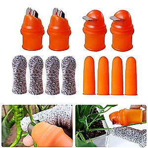 YBB 12 Pcs Gardening Silicone Thumb Knife Harvesting Tool, Separator Finger Plant Fruit Picking Knife Garden Tool (L)