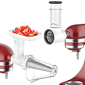 Gvode Slicer Shredder Attachment & Fruit and Vegetable Attachment Strainer Set with Meat Grinder