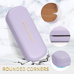 Unaone 2 Pack Eyeglass Case for Women Man, Light Portable Hard Shell Sunglasses Case Clamshell Glasses Protection Case,Pink and Purple