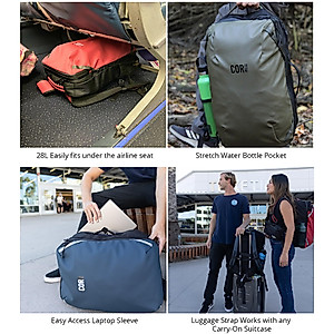 COR Surf Travel Backpack Flight Approved Carry On Laptop Backpack with Secret Passport Pockets | Large Daypack Business Weekender Luggage Backpack for Men Women The Island Hopper (28L Black)