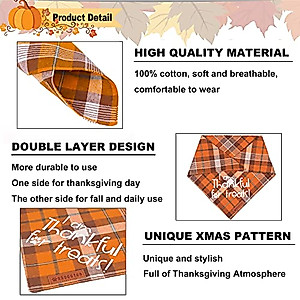 ADOGGYGO Thanksgiving Dog Bandanas, Orange Plaid Pet Scarf, Premium Cotton Fabric, Multiple Sizes Offered, Fall Thanksgiving Bandanas for Small Medium Dogs Pets (Small, Thanksgiving)
