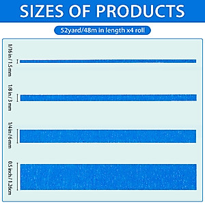 QDiShi 4 Rolls Fine Line Tape(Blue), Fineline Masking Tape in 1/16, 1/8, 1/4 and 1/2 Inch Wide x 52 Yard Long, Automotive Masking Tape for DIY Car Auto Paint Art