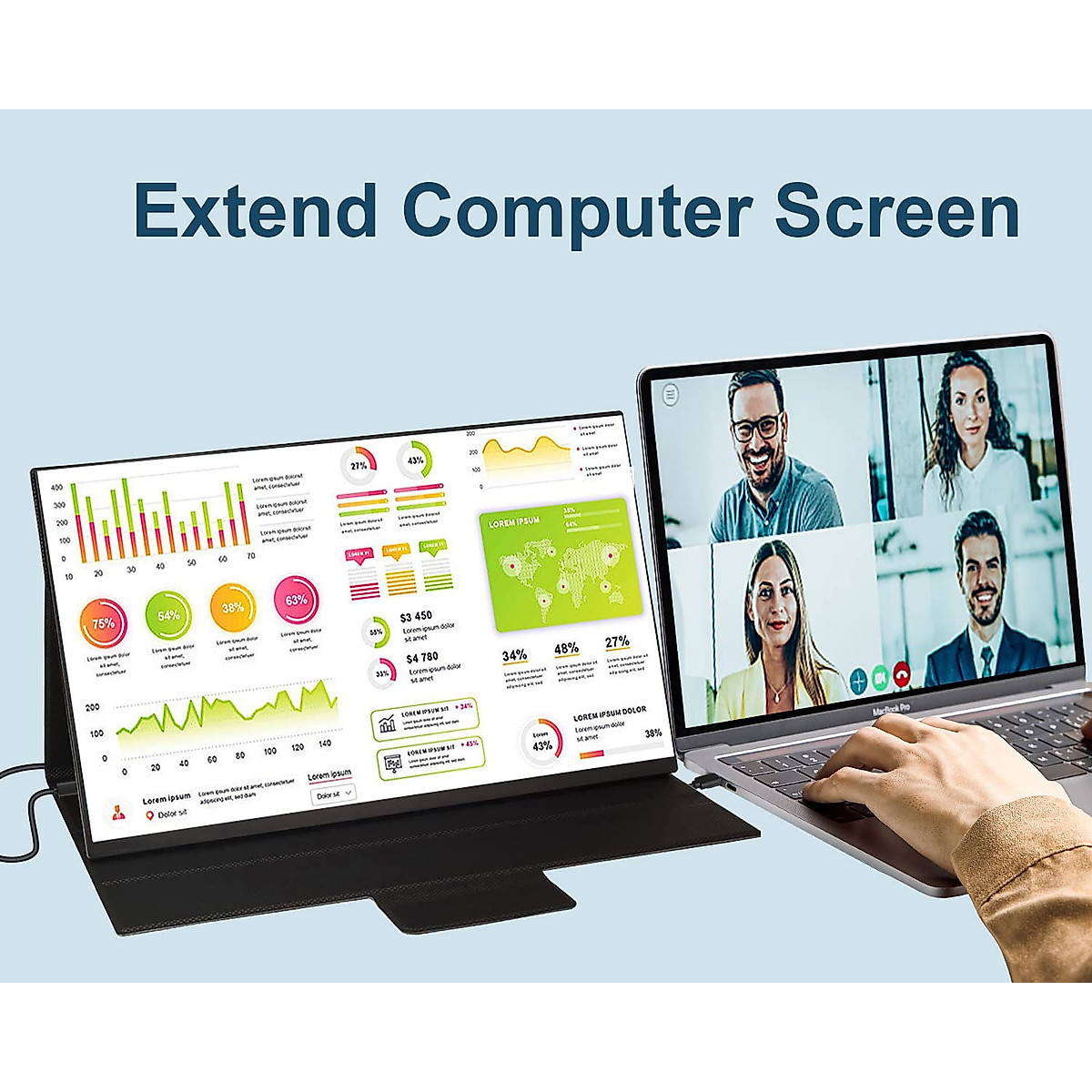 Lasitu Portable Monitor 100% sRGB Super Thin 15.6 Inch Metal Frame Portable Screen USB C/HDMI Gaming Monitor for Laptop/PC/Cellphone/PS3-5/Switch/Xbox with Foldable Case