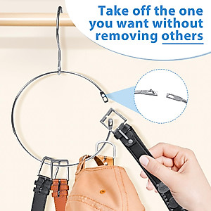 2 Pack Belt Organizer for Closet, Closet Hanger Organizer, Chrome Ring Hanger for Belts Ties Scarves and Accessory Storage