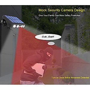 Sam Fuk Solar Outdoor Lights, Motion Sensor Flood & Security Lights with Mock Security Camera Design, 4 Big LED Beads,IP65 Waterproof, and Long-Lasting Battery. (Day Light, 2pack)