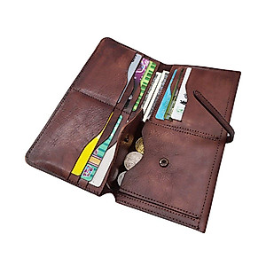 LETEULO Wallets for Women Genuine Leather Card Organizer Dip Dye Coin Purse Ladies Ultrathin Wallets (Coffee) AND Womens Crossbody Bag Vintage Shoulder Bag Leather Clutch Handbags Purse (Coffee, L)