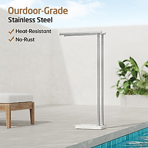 KES Free Standing Towel Racks for Bathroom, 2-Tier Towel Stand for Bathroom Floor with Weighted Natural Marble Base 3X Thicker, 18/8 Stainless Steel, Brushed Finish, BTH235-2