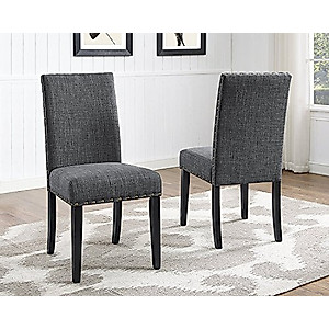 Roundhill Furniture Biony 6-Piece Wood Dining Set with Nailhead Chairs and Bench, Grey