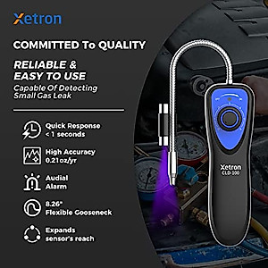 Xetron HVAC Refrigerant Leak Detector with UV LED,Automotive AC [R134A R410A R22 R1234YF] Freon Sniff Halogen Gas Leak Detector, 6 Adjustable Sensitivity, CFCs HCFCs HFCs HFOs CLD-100UV