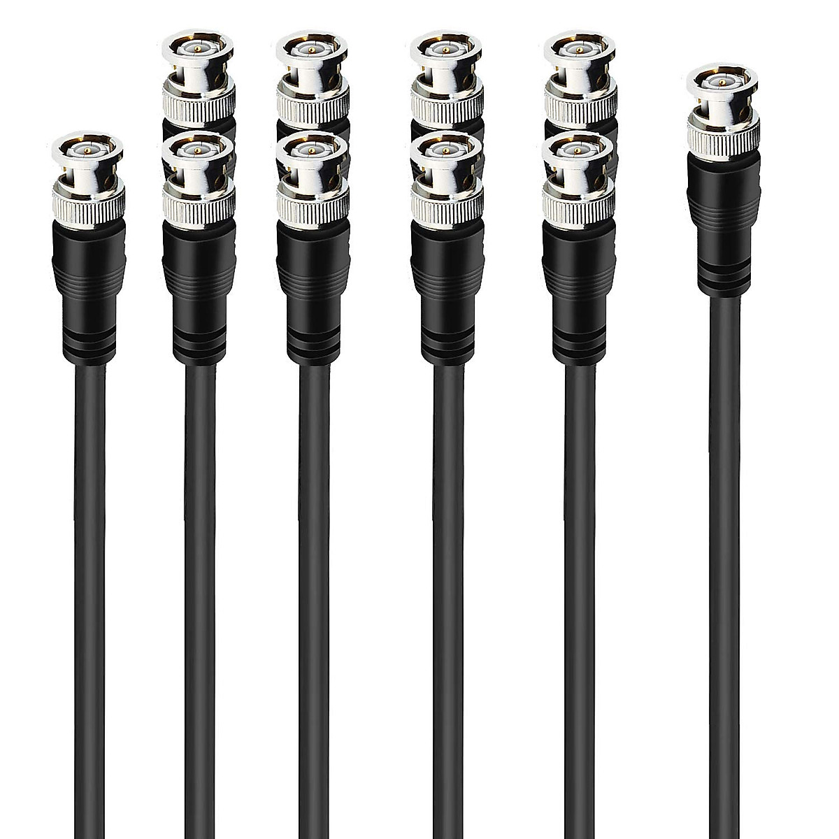 JOINSI 5-Pack 5ft BNC Male to BNC Male Jumper 75-Ohm Cable Extension Connector for CCTV DVR to TV System