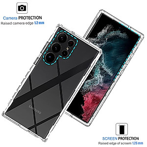 Tothedu Phone Case for Samsung Galaxy S23 Ultra Case with Tempered-Glass Screen Protector, Clear Full Body Protective Hard PC Shell TPU Bumper Cover Cases for Samsung Galaxy S23 Ultra 5G (Clear)