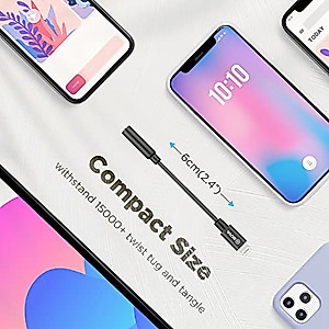 BOYA by-K3 Female Lightning to 3.5mm Microphone/Headphone Adapter Cable(2.4 inch) MFi Certified Lightning Aux Audio Jack Dongle Compatible with iPhone 14 Pro Max/14 Plus/13 12 Pro Max/SE/11 Pro