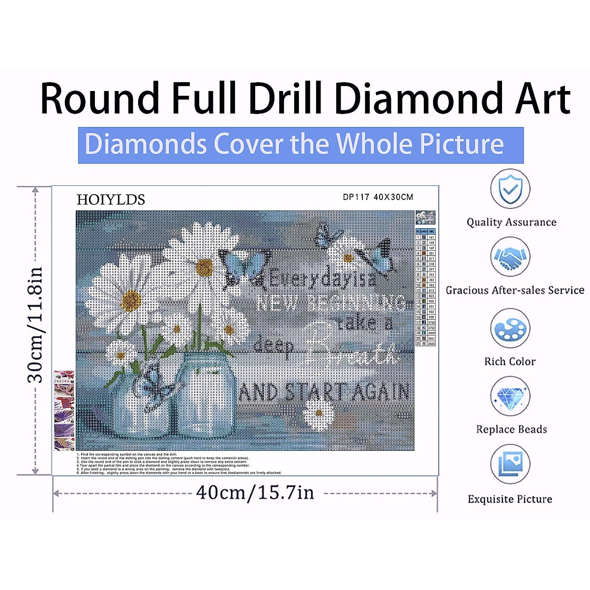 Diamond Painting Kits for Adults - Daisy Diamond Art Kits for Adults Beginner, Inspirational DIY Full Drill Diamond Dots Paintings with Diamonds 5D Gem Art and Crafts Home Wall Decor 16x12inch