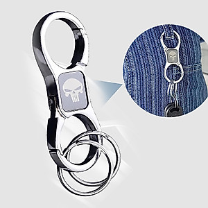 gunhunt 1 Pack Skull Key Chain, Key Chain with 2 Key Rings and Quick Release Zinc Alloy Detachable Key Chain (Black)