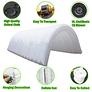 xmaybang Inflatable Tunnel Sports Tunnel Entrance with Blower Football Tunnel Tent Entryway for Business Advertise Party Exhibition Promotion Street,Shop,Supermarket,School(White, 24 x 10 x 8FT)