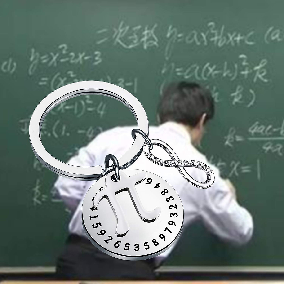 MYOSPARK Mathematical Pi Symbol Pendant Necklace Keychain Science Jewelry Math Teacher Gift (Pi keychain)