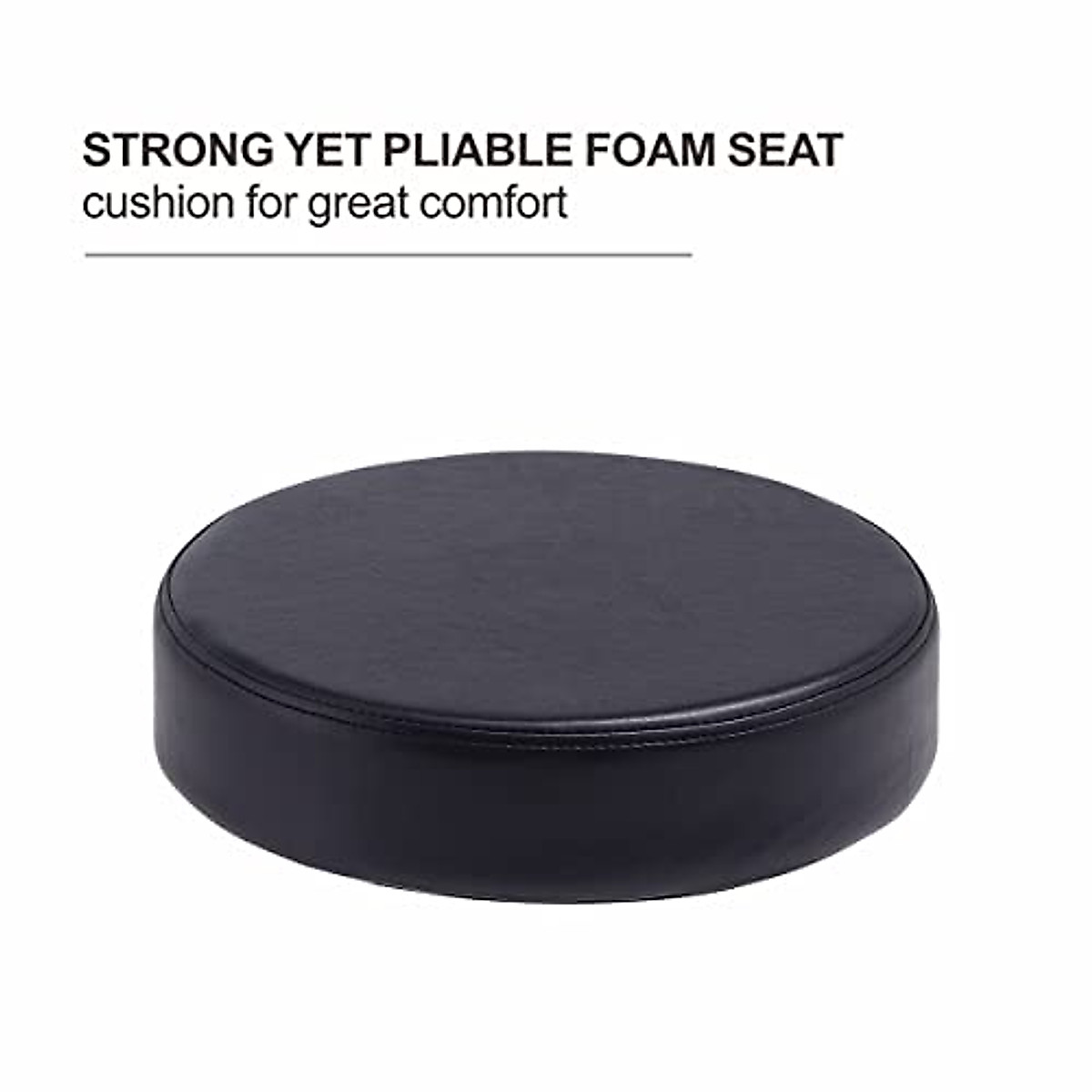 Grace & Grace Height Adjustable Rolling Swivel Stool Chair with Wheels and Round Seat Heavy Duty Metal Base for Salon,Massage, Factory, Shop (No Backrest with Casters-Classic Flat,Black)