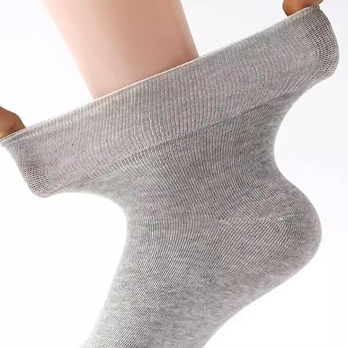 Forcool Men Women Merino Wool Diabetic Crew Non Binding Loose Top Non Blister Cushion Wide Quarter Diabetes Mid Calf Dress Socks, Medium 3 Pairs Dark Gray