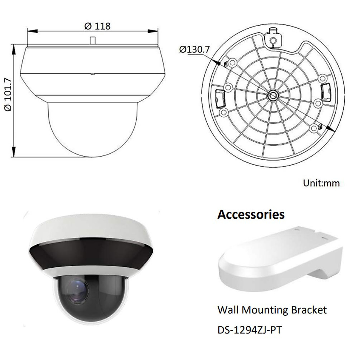 Hikvision 4MP POE Mini PTZ IP Camera DS-2DE2A404IW-DE3,Pan/Tilt/2.8mm~12mm 4X Optical Zoom，Smart IR Night Vision，Audio/Alram Interface， H.265+, Upgrade Version for DS-2DE3304W-DE