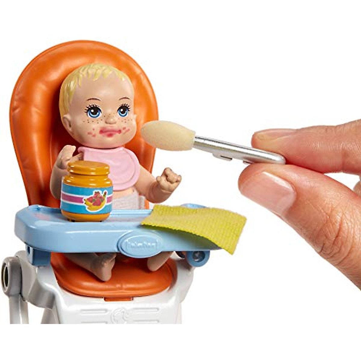 Barbie Babysitting Playset with Skipper Friend Doll, Color-Change Baby Doll, High Chair, Crib and Themed Accessories for 3 to 7 Year Olds