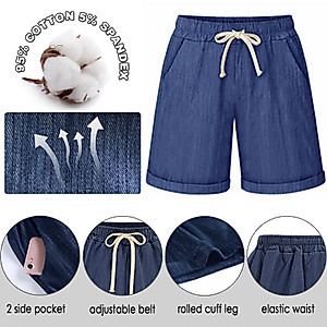 XinYangNi Women's Drawstring Elastic Waist Casual Comfort Cotton Linen Plus Size Beach Shorts Pink US XL