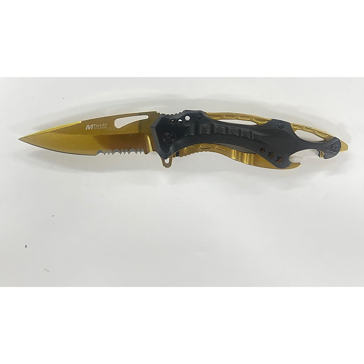 Blue Steel Personalized Laser Engraved Pocket Knife, Fathers Day, Groomsmen Gift, Graduation Gifts, Gifts for Men Free Engraving 4.5" CLOSED (Black/Gold)